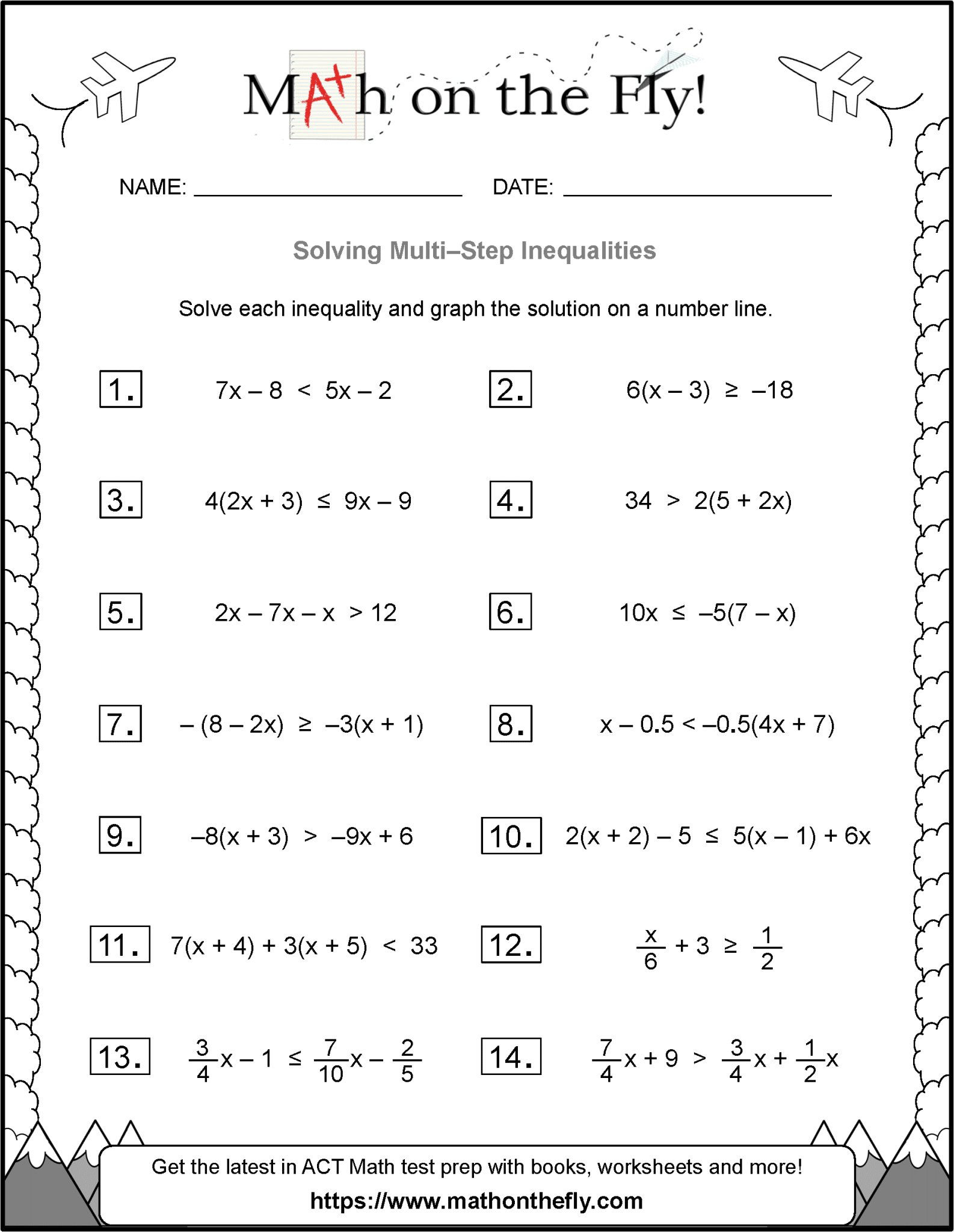 Algebra Worksheets – Math On The Fly